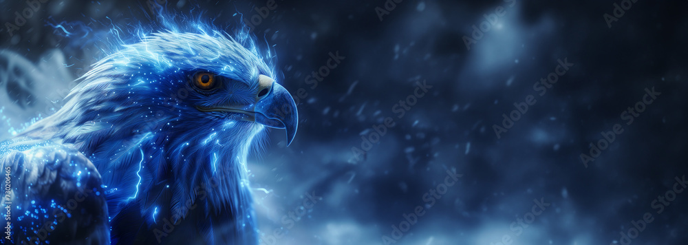 Futuristic eagle banner. Energized eagle. Electrified eagle. Banner ...