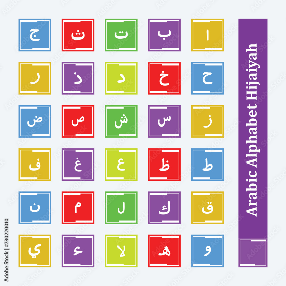 Arabic Hijaiyah alphabet with modern design Stock Vector | Adobe Stock