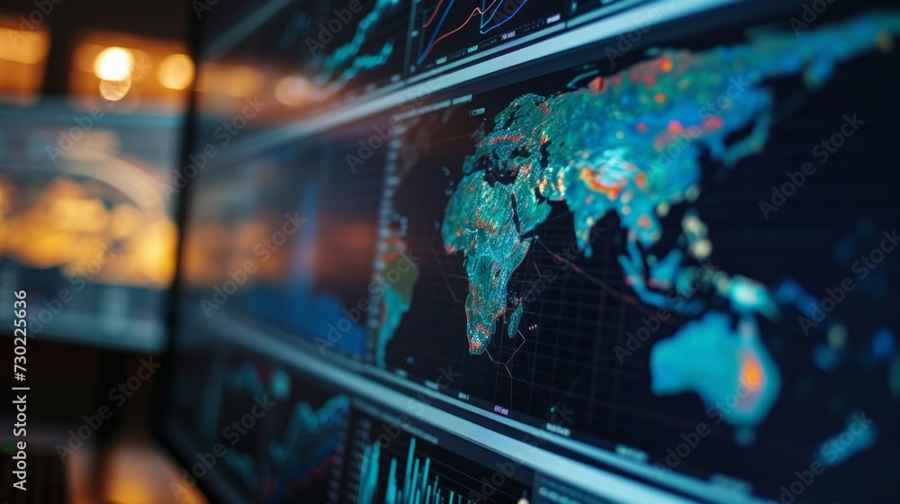 Global warming, Computer Screen Highlighting Climate Change Data Trends ...