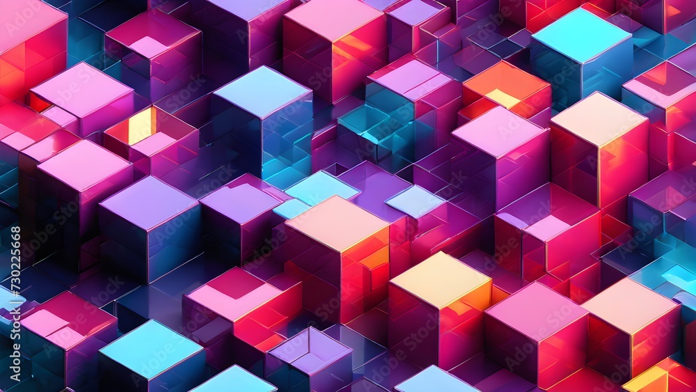 Digital voxel artificial cubes illustration abstract 3d background ...