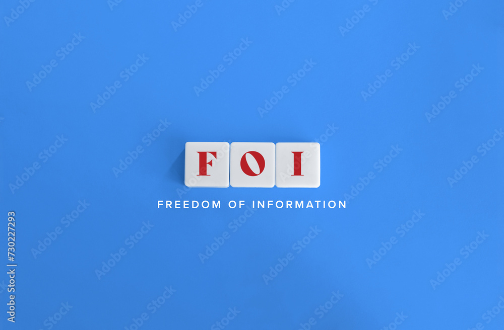 Freedom of Information (FOI) Acronym and Banner. Block Letter Tiles on ...