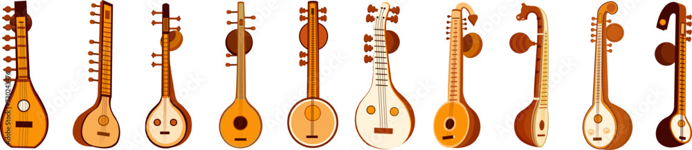 Indian Music Instrument Veena For Basant Panchami, Saraswati Puja Stock ...