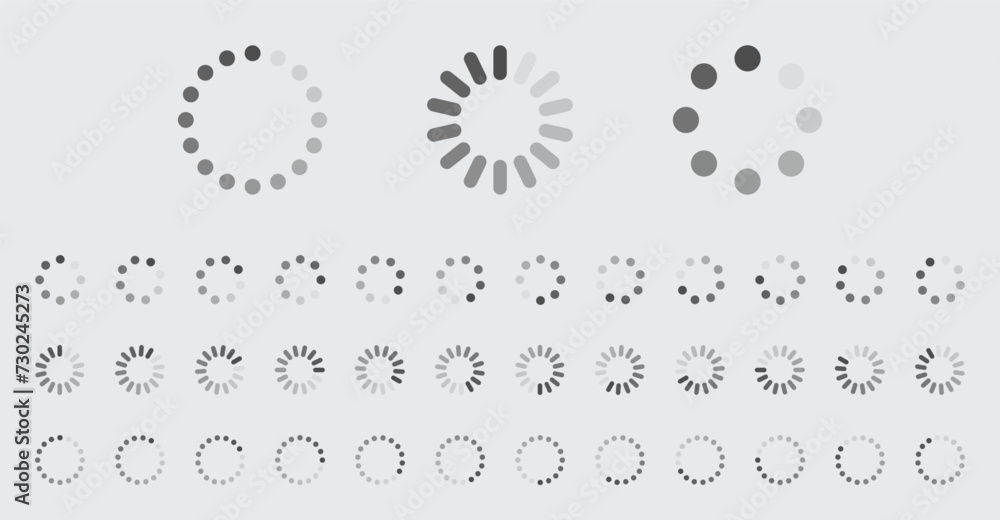 Circular Loading Buffering Icons Vector Set Video Ready for Animation ...