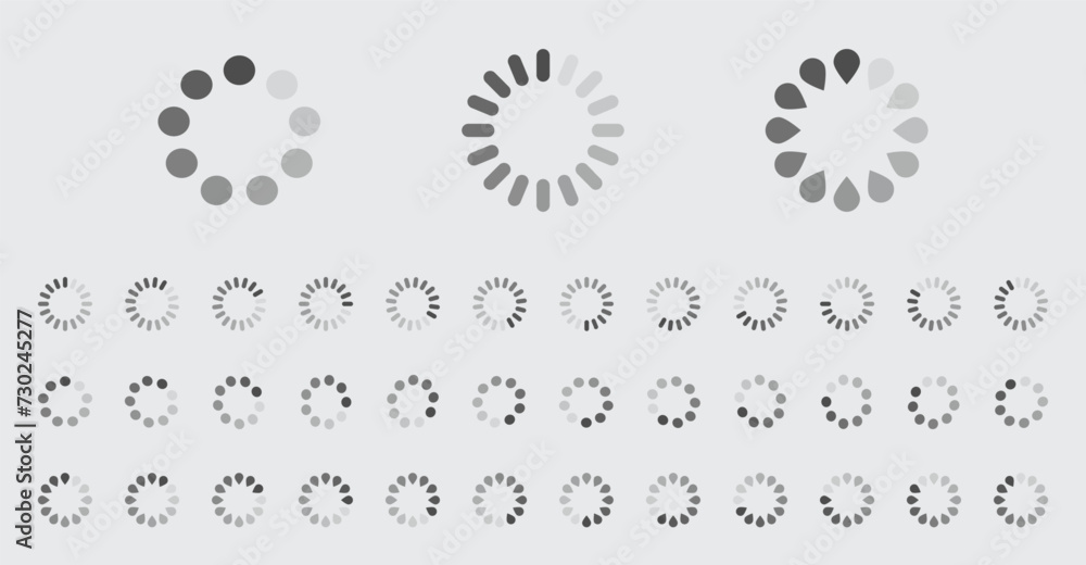 Circular Loading Buffering Icons Vector Set Video Ready for Animation ...