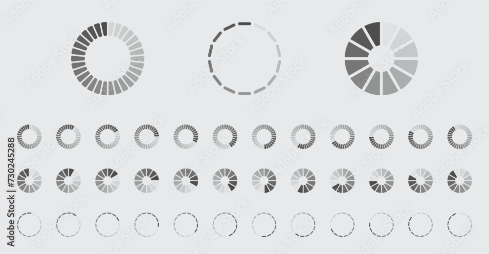 Circular Loading Buffering Icons Vector Set Video Ready for Animation ...