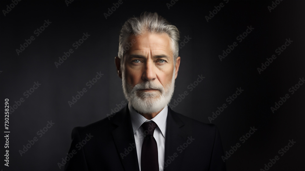 A professional Matured Man age around 65 years in a dark, elegant suit ...