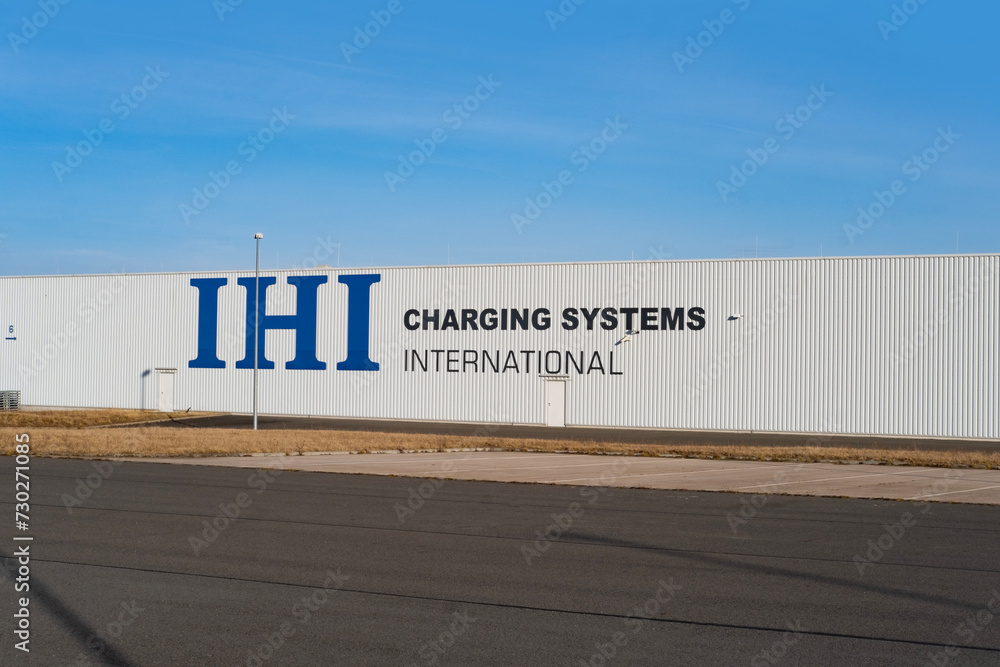 IHI Corporation logo on facade building, IHI Charging Systems ...