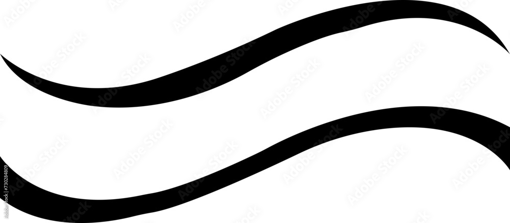 Curved stripes calligraphy element vector calligraphy sea wave ...