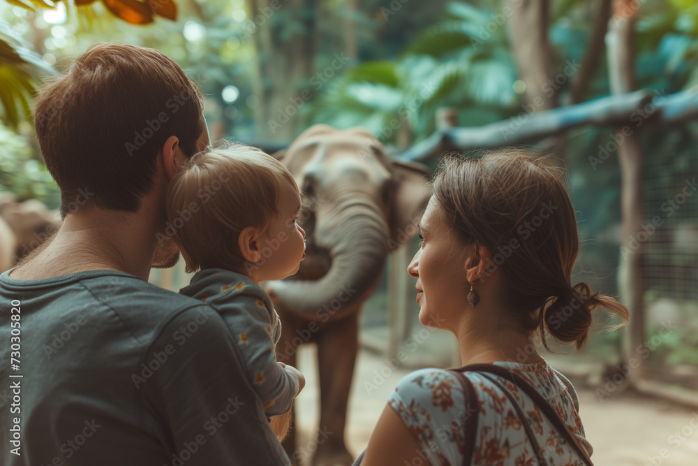 Family Bonding Time at the Zoo: Parents and Child Mesmerized by the ...