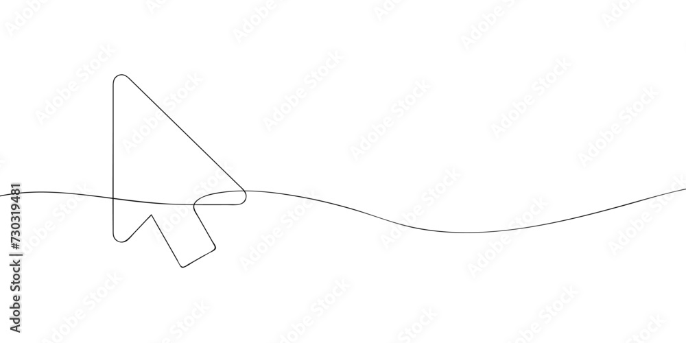 A single line drawing of a cursor. Continuous line cursor icon. One ...