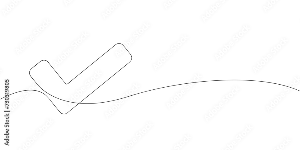 A single line drawing of a tick. Continuous line tick icon. One line ...