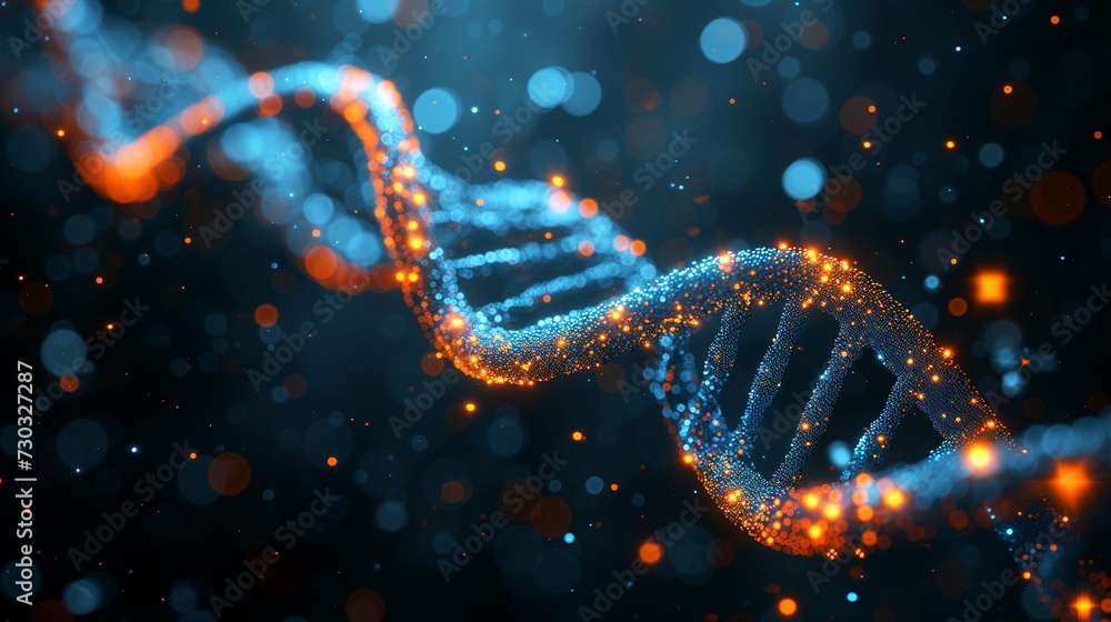 glowing DNA helix in a digital representation, symbolizing ...