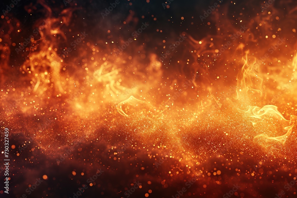 Fire and ember overlay effect and smoke background. Grill hot flame ...