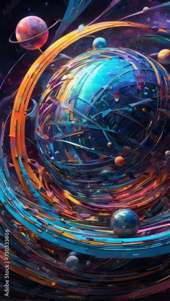 The planet is predominantly blue in colour with orange and red accents ...