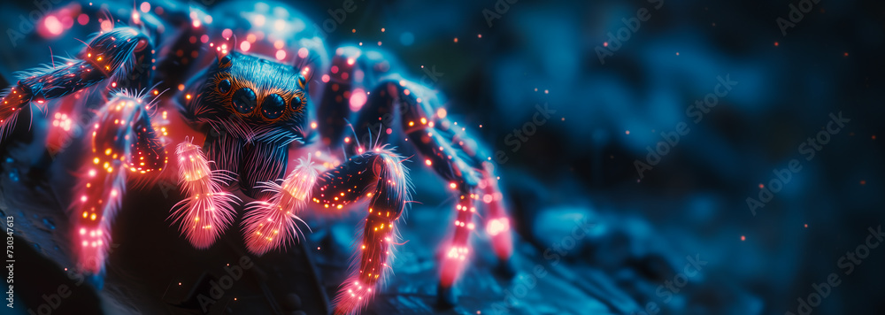 Futuristic spider banner. Energized spider. Electrified spider. Banner ...