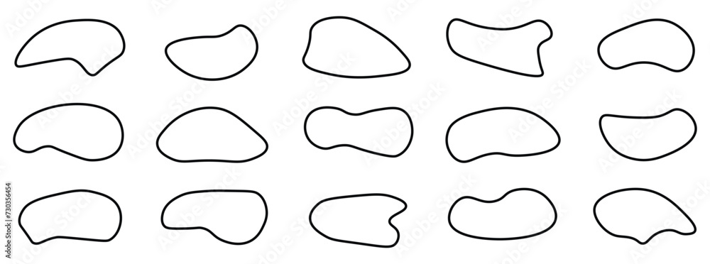 Blob shape organic set. Random black cube drops simple shapes. Collection forms for design and ...