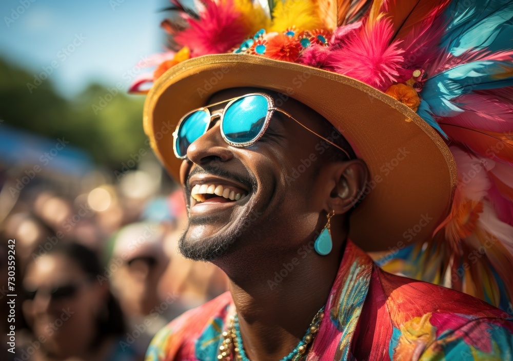 Brazilian Carnival. Young man enjoying the carnival party blowing ...