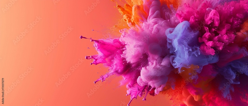 Abstract background exploding with dynamic colorful paint splashes ...