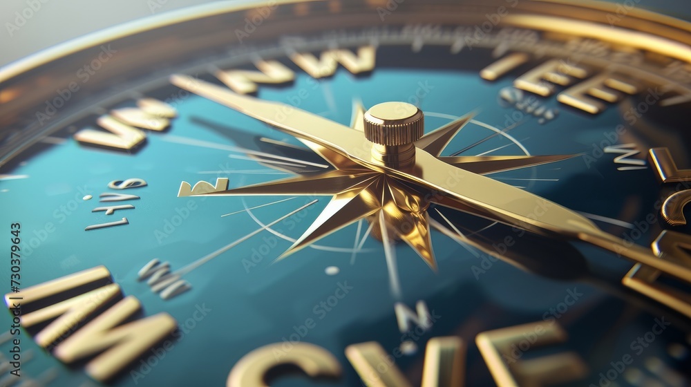 A concept image illustrating a compass with a needle pointing towards ...