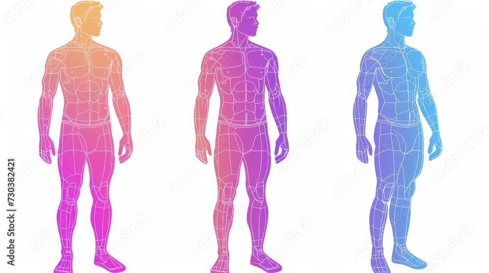 Vector flat healthcare illustration of male body temperature model ...