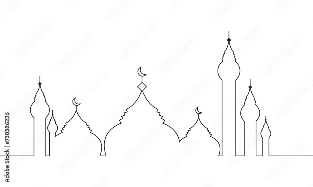 Mosque line art style vector. islamic line art style vector eps 10 ...