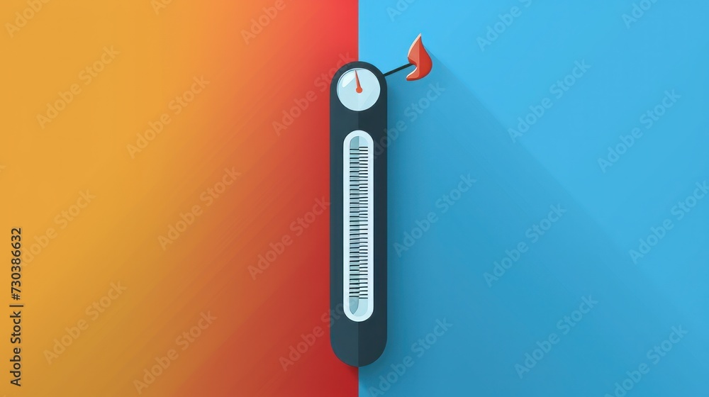 Vector icon of a thermometer with a half-scale for temperature ...