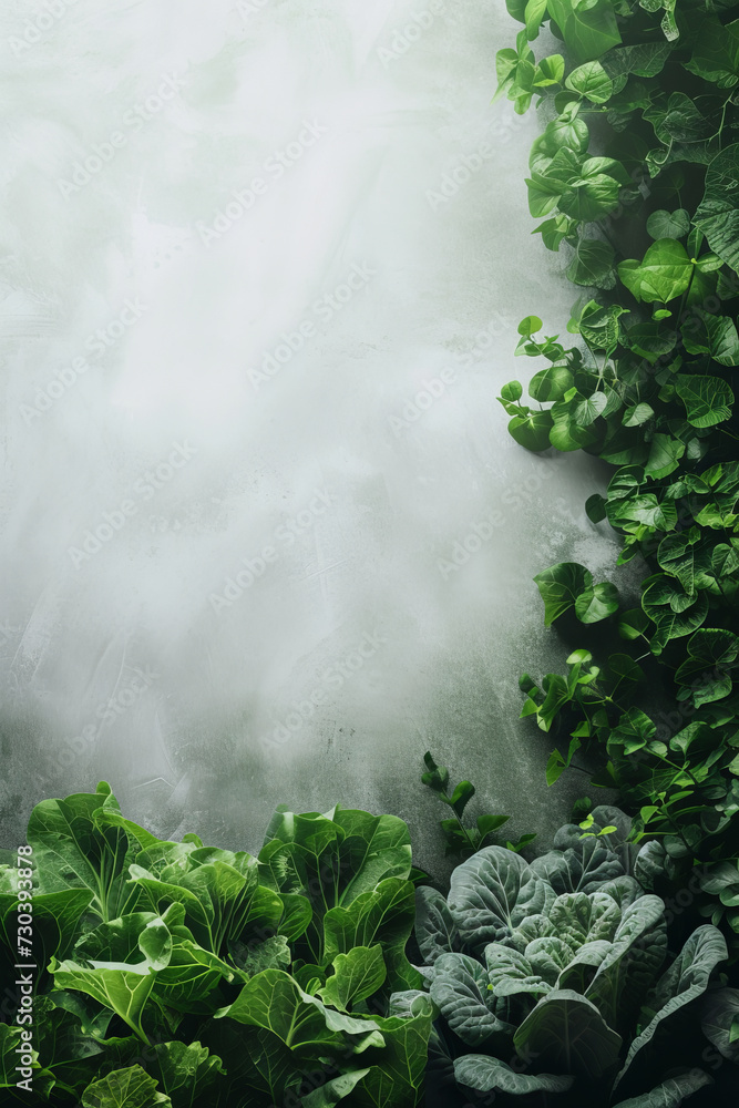 Stunningly realistic vegetable garden, forming a frame for writing ...