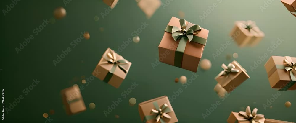 Vidéo Stock Multiple gift boxes floating against a dark green ...