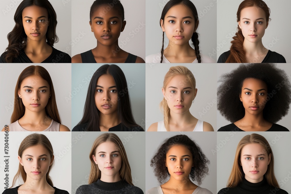 composite portrait featuring a series of serious young women from ...