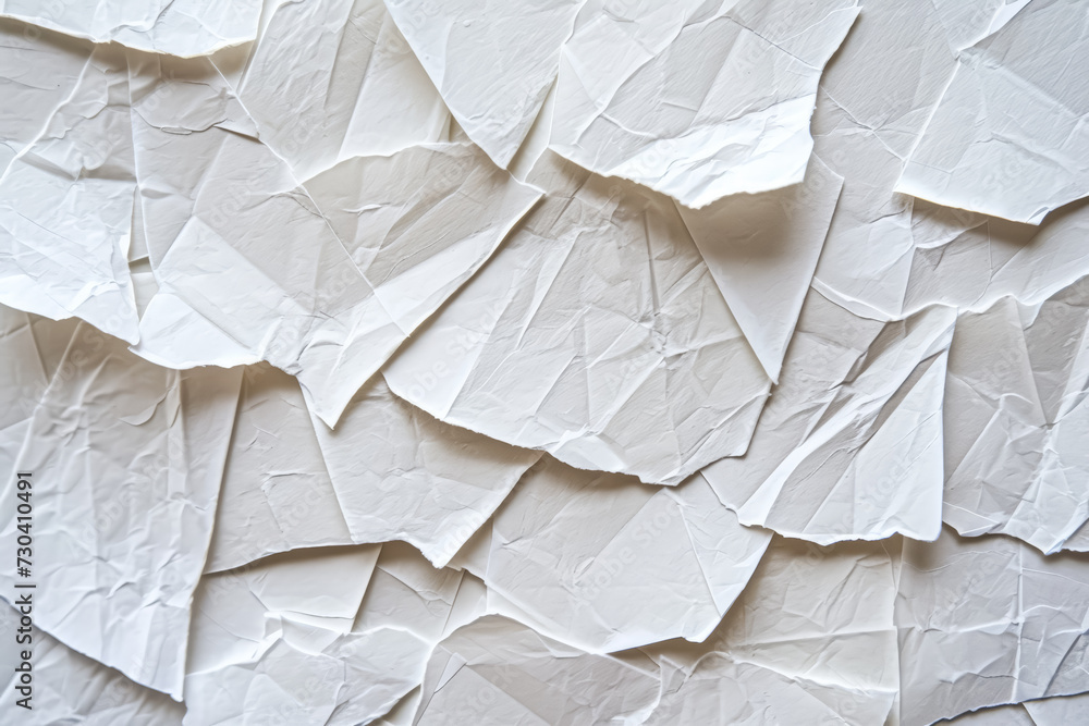 chaotic array of crumpled white paper sheets with shadows highlighting ...