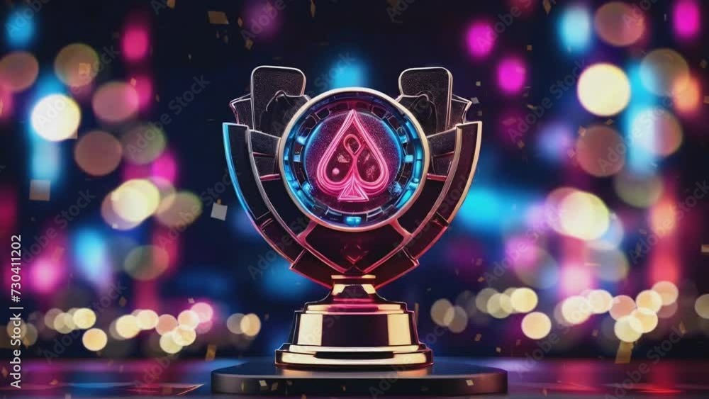 victory trophy on the podium, trophy with futuristic design on the ...