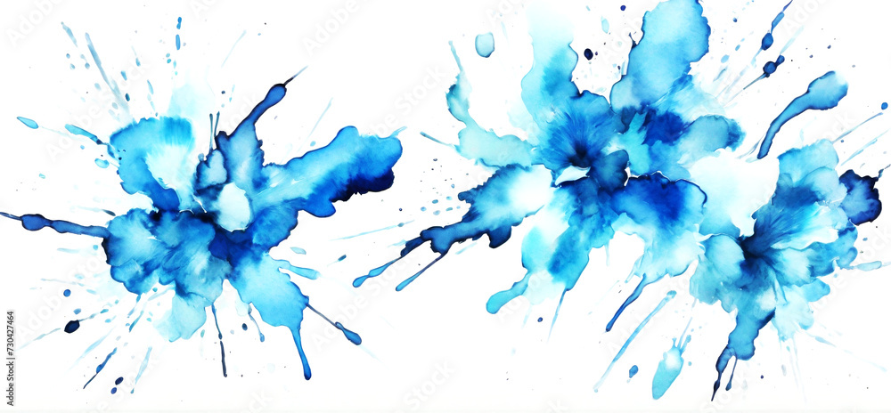 Ink watercolor pastel blue splash, clip art, white background Stock ...