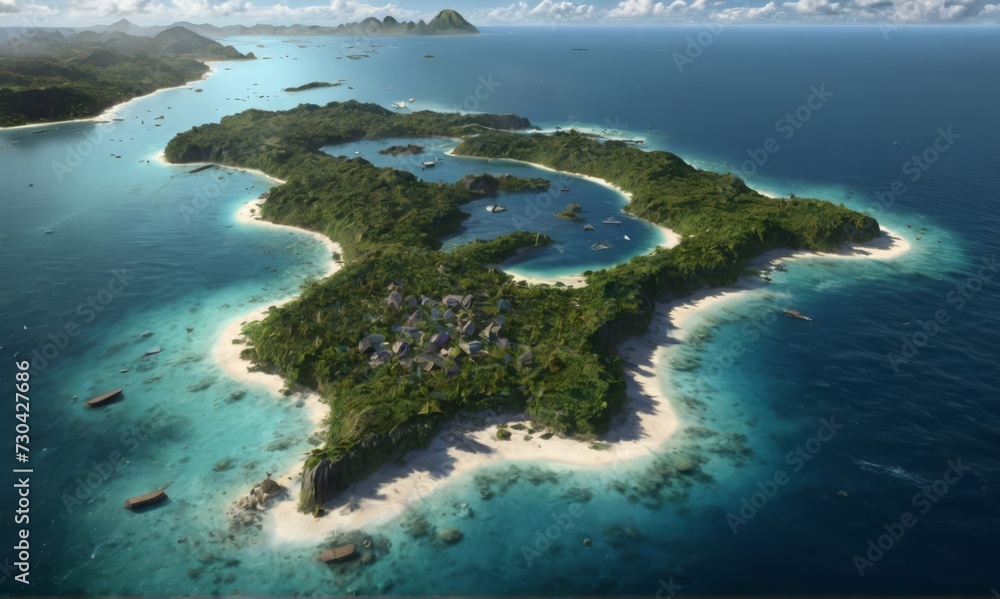 Flooded islands represent rising sea levels due to climate change ...