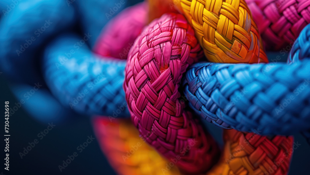 colorful knots on black background with text overlay Stock Photo ...