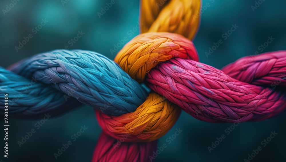 colorful knots on black background with text overlay Stock Photo ...
