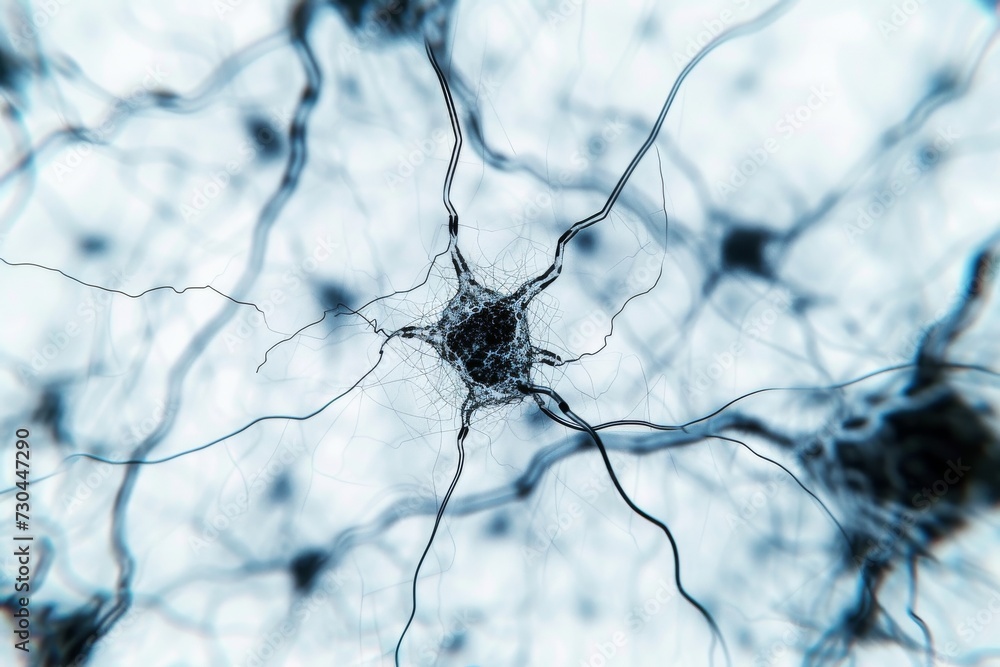 Abstract medical background. Neurons brain cells. Network of neurons in ...