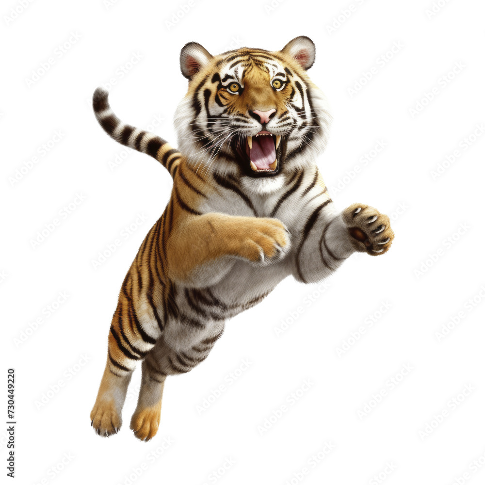 cute tiger jumping and laughing isolated transparent background Stock ...