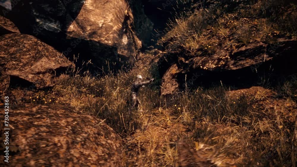 Knight character engages in the deadly battle against fantasy boss ...