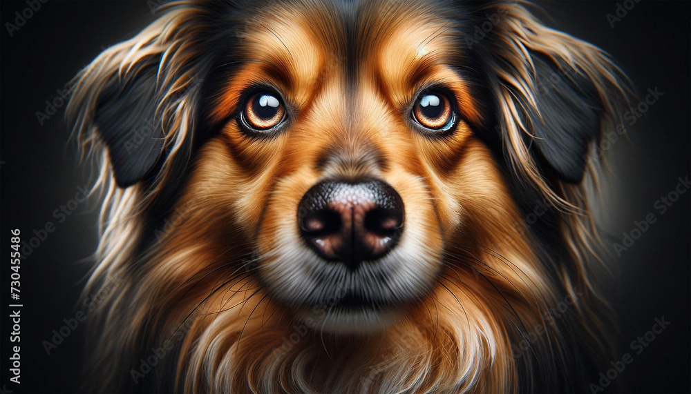 Large horizontal image of a dog, favoring photorealistic detail and ...