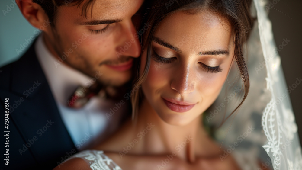 The camera zoomed in to capture the newlywed couple in a close-up ...