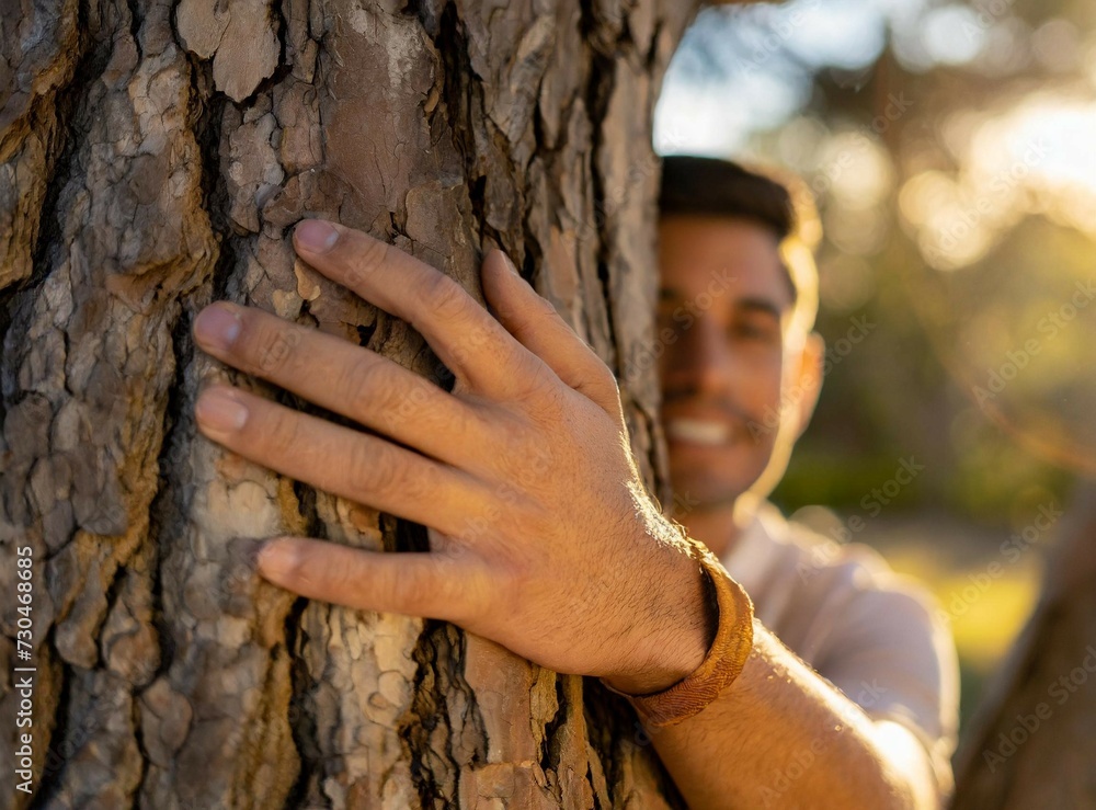 Conservationist hugging tree. Tree Hugger. Ecology, Environmental Care ...
