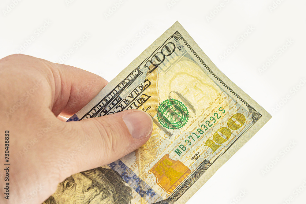 Franklin watermark on 100 bill. Authentication of banknote 100 dollars ...