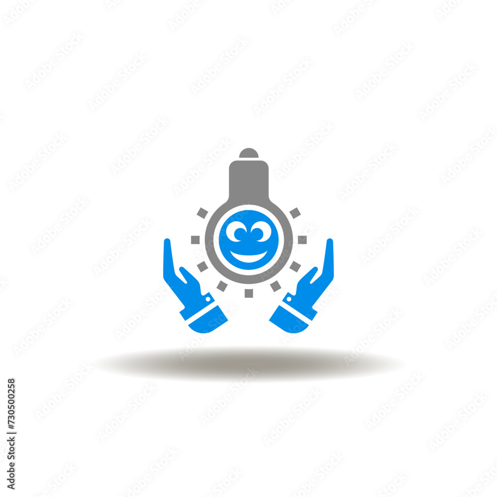 Vector illustration of hand care bulb with smile. Icon of positive ...