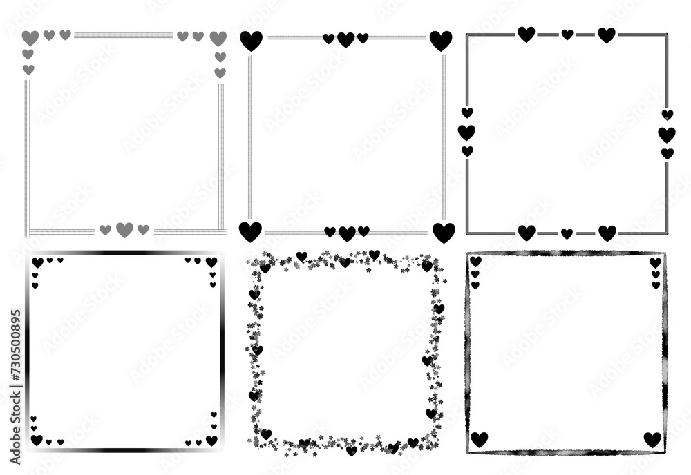 Frame with black heart mini heart black line frame rectangle border ...