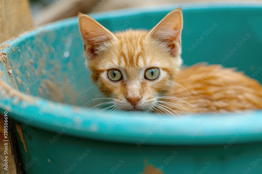 Cat litter box Cat using outdoor toilet Cat digging hole Pets restroom ...