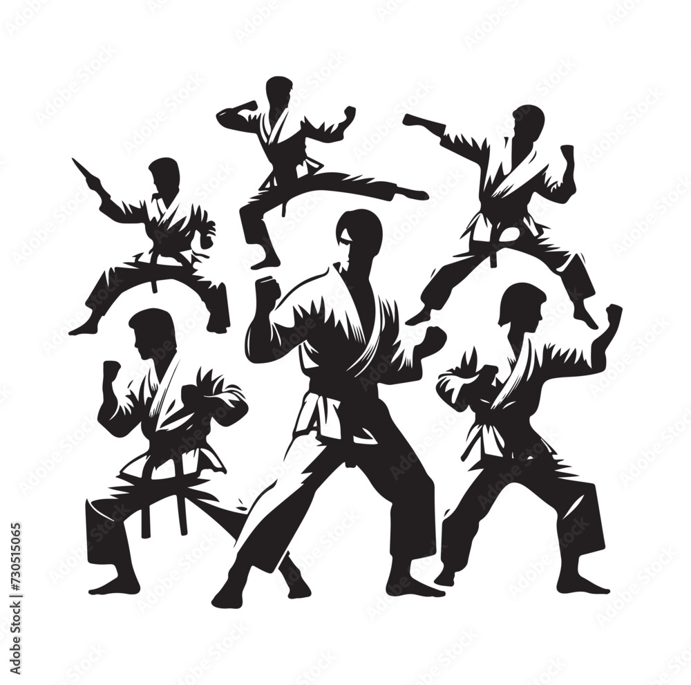 martial art Vector or karate silhouettes vector illustration Japan and ...
