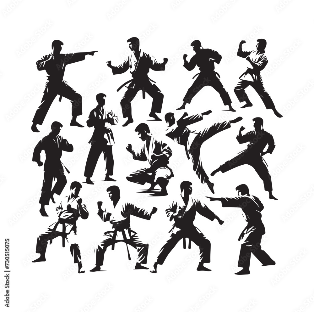 martial art Vector or karate silhouettes vector illustration Japan and ...