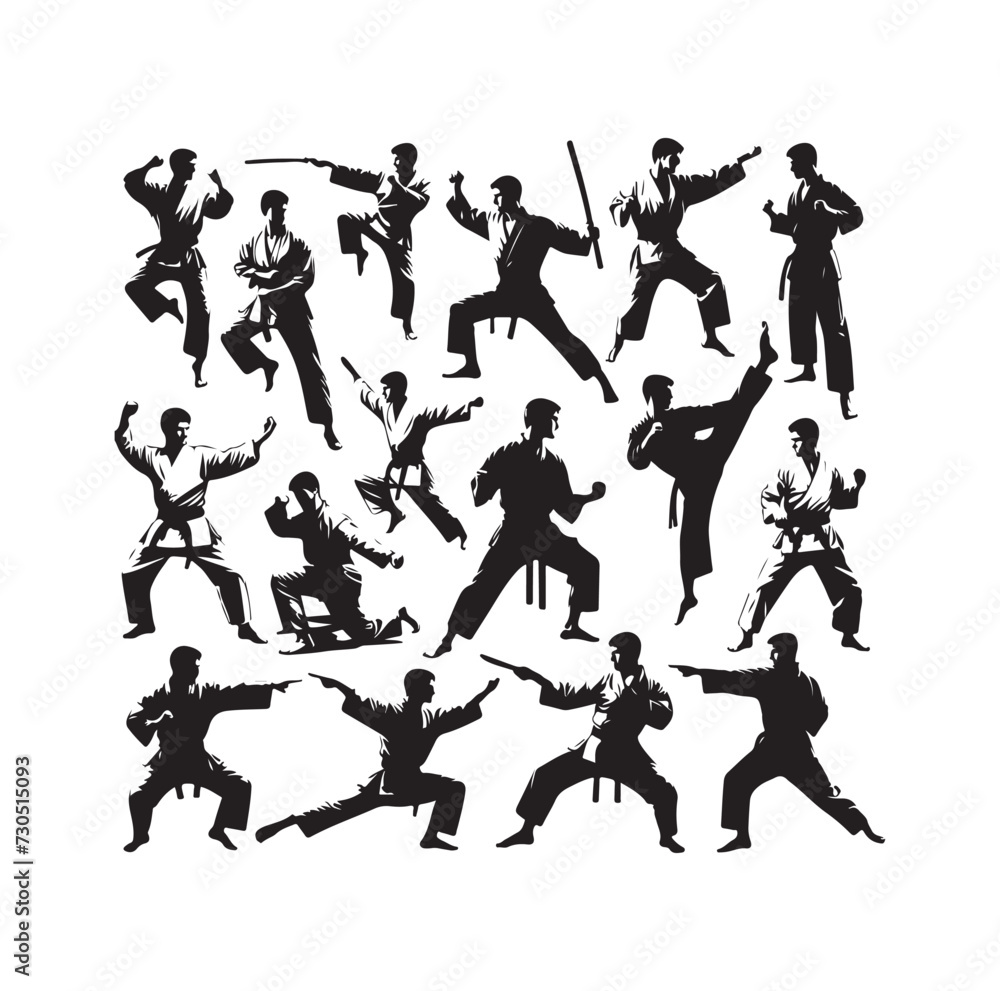 martial art Vector or karate silhouettes vector illustration Japan and ...