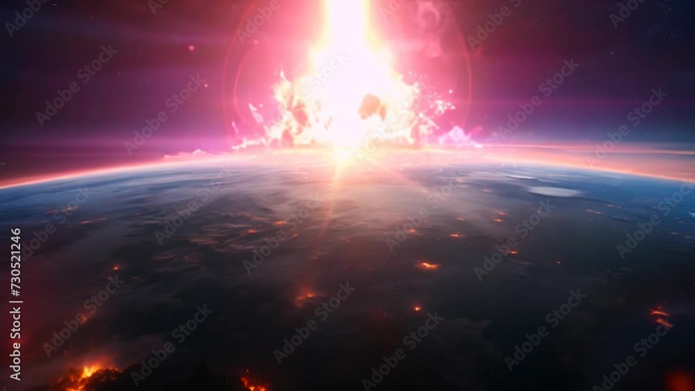 A breathtaking view of Earth from space, with the explosion of a giant ...