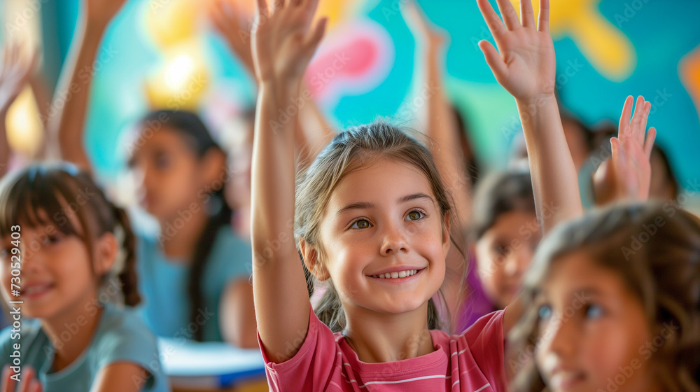 Elementary school students learning about computers at school. Image of ...